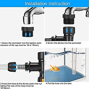 GLOGLOW Aquarium Water Changer, Fish Tank Water Changer Faucet Adapter Replacement Faucet Nozzles Pump with 2 Faucet Adapters Aquarium Water Changer Flow Control Valve Assembly