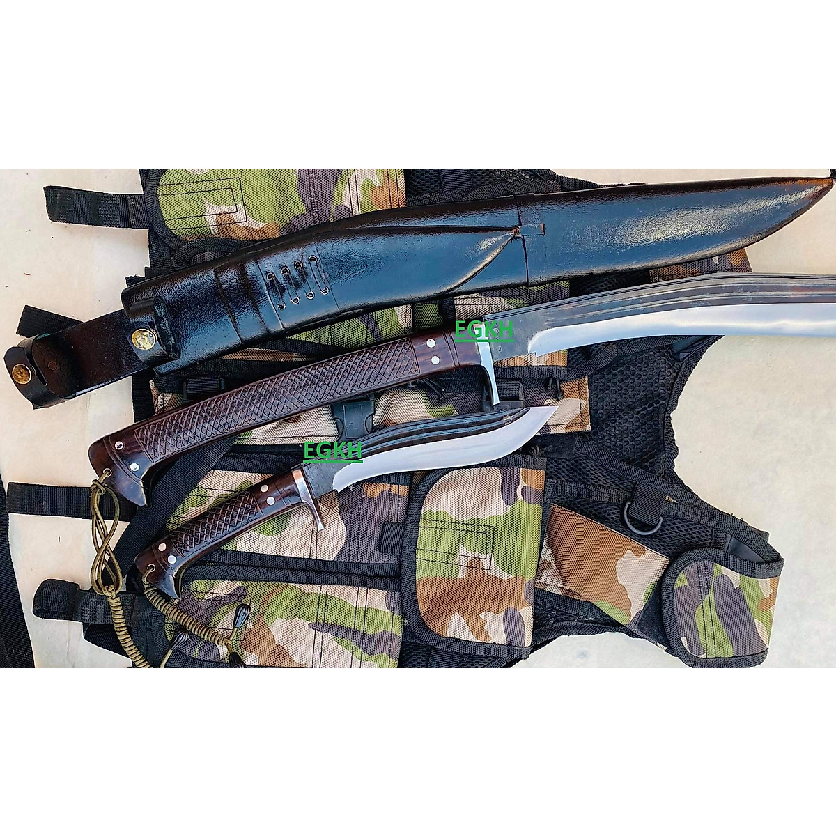 Kukri Factory Outlet Nepal - 21" Traditional Sirupate 2 Chira (Fullers) Rust Free Khukuri, Village Farmers High Carbon Steel Blade Knives