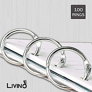 LIVINO 100 pcs Binder Rings, 1 Inch Nickel Plated Metal Book Rings, Loose Leaf Binder Rings for School, Home, Office and Key Rings Or Key Chain for Documents and Flash Card Binder