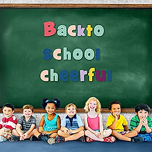 72 Pieces Boho Prints Letters Cutout Rainbow Bulletin Board Letters Boho Letter and Number Accents Boho Rainbow Texture Letters Wall Decors with 60 Glue Point Dots for Kids Nursery School Classroom