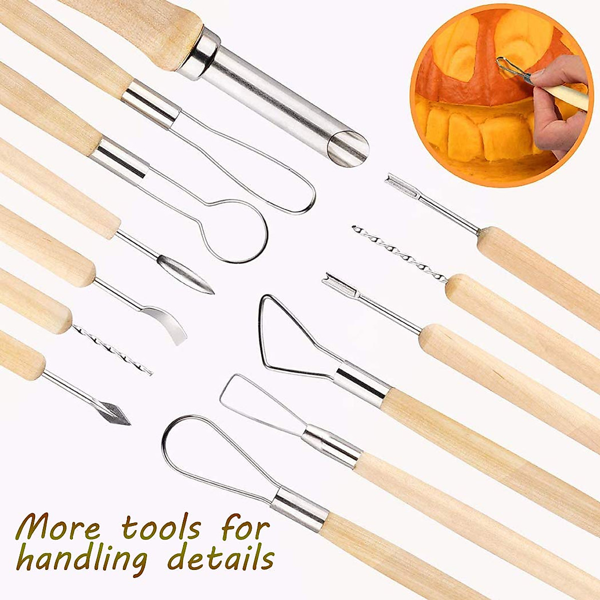 Halloween Pumpkin Carving Kit - 14 Pcs Professional Jack-O-Lanterns Pumpkin Cutting Supplies Tools Kit - Easily Sculpting DIY Halloween with Carrying Case - Carving Knife for Halloween Decoration