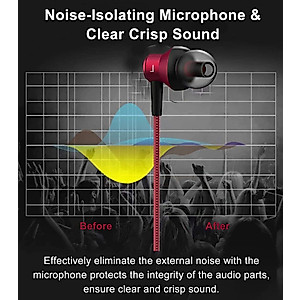 in Ear Headphones, MR01 Comfortable Tangle-Free Stylish Wired in-Ear Earbuds with Microphone, Crystal Clear Sound Noise Isolating Earphones for iPhone iPod Samsung Laptop Computer, Red