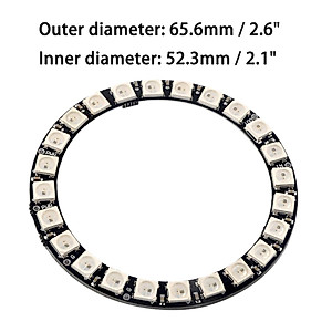 DIYmall 24 Bits RGB LED Rings 24 X WS2812B 5050 Lamp Light with Integrated Drivers, Addressable Full Color Lights for Arduino Raspberry Pi ESP32 (Pack of 5pcs)