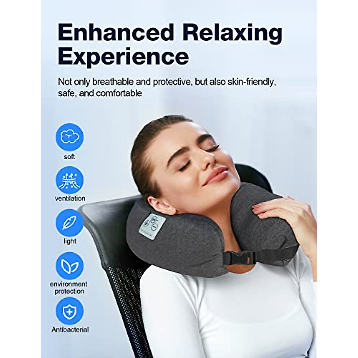 Rythboom 2 in 1 Pillow Speaker, Wireless Bluetooth Speaker with Stereo Sound, Adjustable Neck Pillow for Flight Travel Road Trips, Portable Washable Pillow for Home Office On The Go