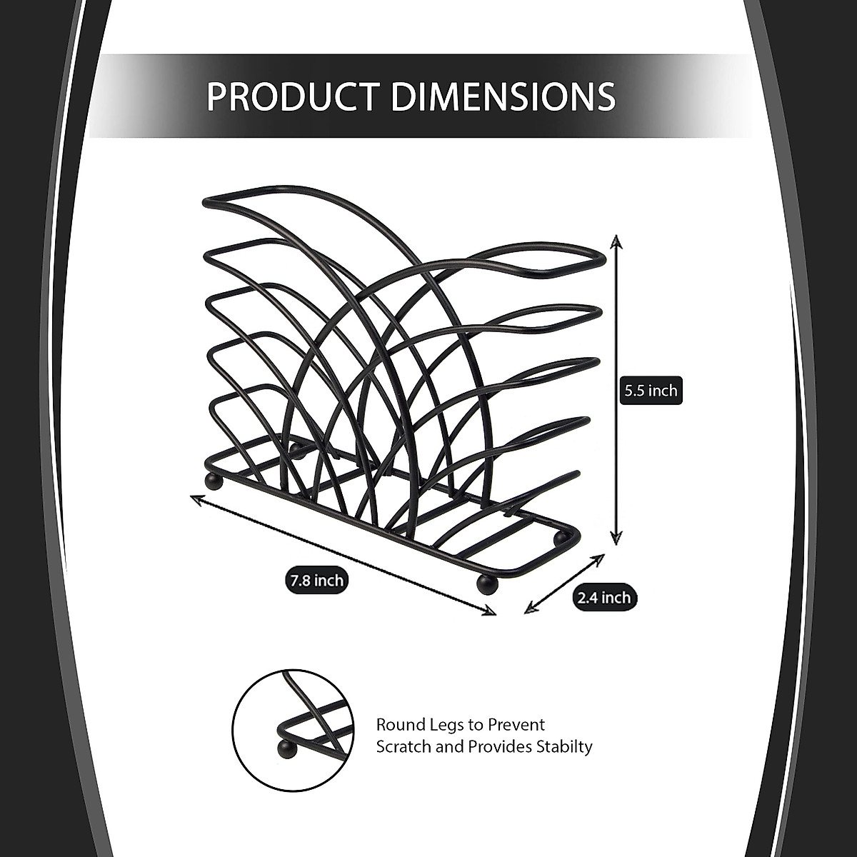 The Amador Store Napkin Holder, Stainless Steel Paper Napkins Holder for Kitchen, Table Decor, Standing Modern Napkin Holder for Restaurant & Outdoor Use, Upright Napkin Holder (Black)