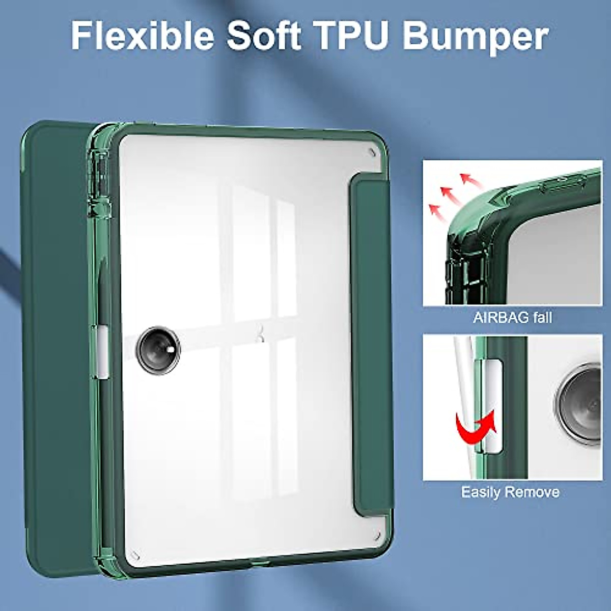 Gylint Case with Pen Holder for OnePlus Pad 11.6 inch 2023, Transparent Hard Shell Back Trifold Smart Cover Protective Slim Case for OnePlus Pad/Oppo Pad 2 Green
