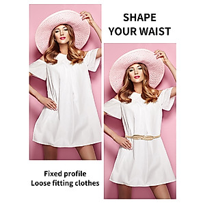 onenine Gold belt for women's dress,elastic pendant chain belt,gold chain belt, Gold & Silve (jinse shuye)