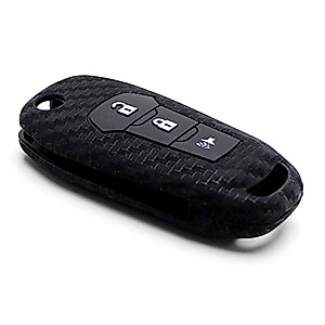 iJDMTOY Carbon Fiber Pattern Soft Silicone Key Fob Cover Compatible With 2016-2018 Ford Explorer, 2015-2019 Ford F-150, 2017-2019 Ford F-250 F-350 3-Button Flip Key (Black Twill Weave)