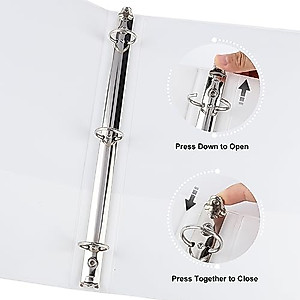 CIXILDTS 1-inch Round Ring Binder, Durable 3 Ring Binder Fit Letter Size Paper, Presentation View Binders, White, 6-Pack