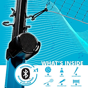 Franklin Sports Bluetooth Volleyball/Badminton Combo - Complete Combo Set - Bluetooth Speaker - Carry Bag