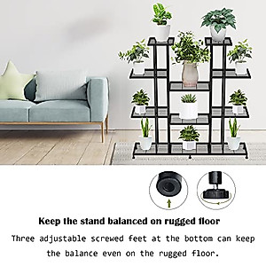 Metal Plant Stand, 9 Tiers Multifunctional Plant Stands for Indoor Plants, Decorative Black Steel Plant Shelf for Indoor Patio Garden Balcony and Yard(9 Tier)