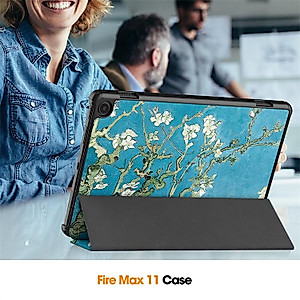 Case for Amazon Fire Max 11 Tablet (13th Generation, 2023 Release), Slim Folding Stand Cover Case for Fire 11 Tablet with Auto Wake/Sleep, Blossom