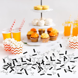 Barber Theme Confetti Silver Black Glitter, Haircut Salon Table Confetti, Makeup Paper Scatter, Hairstylist Haircut Salon Birthday Party Table Decorations Confetti, 120pcs