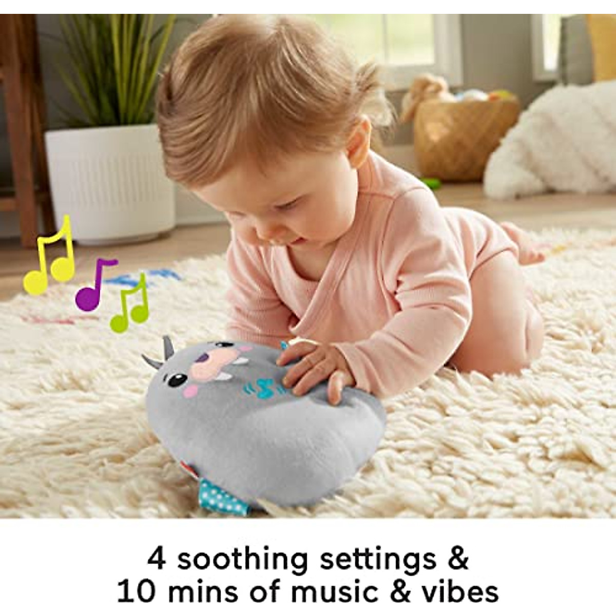 Fisher Price Infant Sound Machine Chill Vibes Walrus Soother Plush Baby Toy with Music Vibrations & Customizable Settings