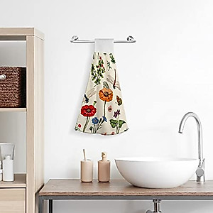 Hotbar Kitchen Towels with Hanging Loop Closure, 18.9"x12.6" Absorbent Soft Hanging Kitchen Towels, Thick Dish Cloth Decorative Hand Towels for Bathroom Kitchen(Flower1,2 Pcs)