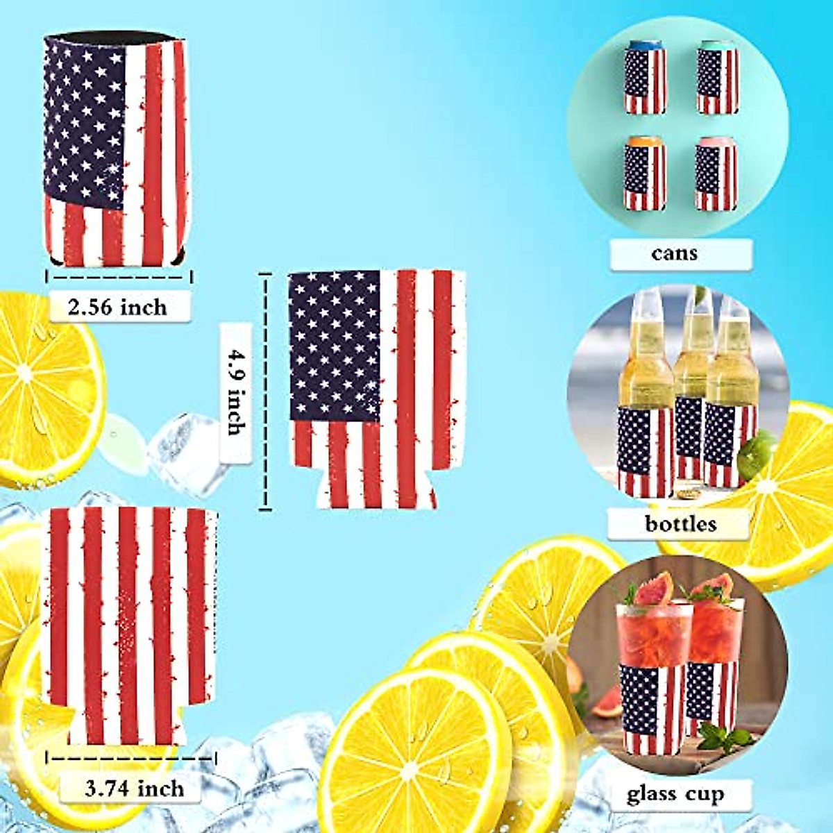 Cooler Sleeve for Cans 25pcs USA Flag Can Coolers Bulk Neoprene Can Cooler 12 Oz