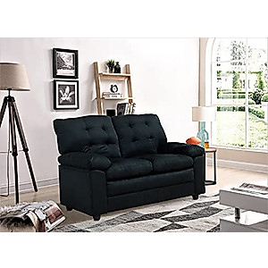 Urban Home Grayson Loveseat, Padded Arms Love Seats, Black