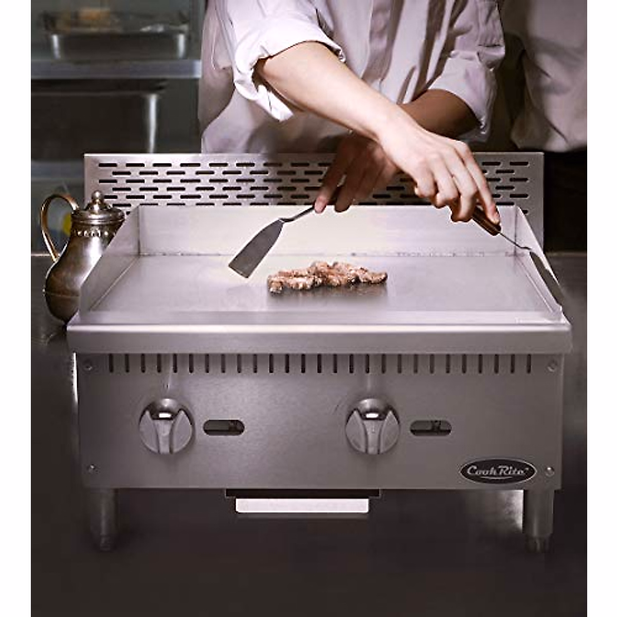 ATOSA US ATMG-24 Commercial Griddle Heavy Duty Manual Flat Top Restaurant Griddle Stainless Steel Portable Grill Liquid Propane 24" Countertop - 60,000 BTU