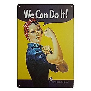 ERLOOD Pin-up Girl We Can Do It Metal Retro Wall Decor Vintage Tin Signs 12" X 8" Inches