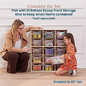 ECR4Kids Streamline 15 Cubby Tray Storage Cabinet, 5x3, Classroom Furniture, Natural