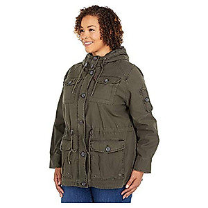 Levi's Women's Cotton Four Pocket Hooded Field Jacket, Army Green, L