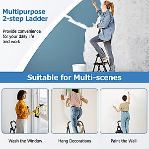 Nightcore 2 Step Ladder, Folding Step Stool w/Padded Handgrip & Wide Anti-Slip Pedal, Lightweight Portable Metal Tool Ladder, 330 LBS Capacity, Multi-Use Sturdy Ladder for Kitchen & Household