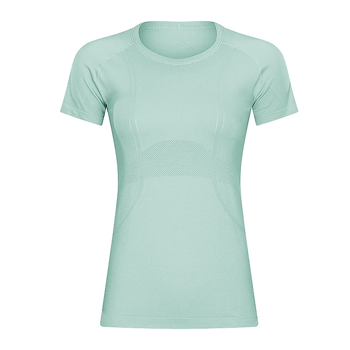 LUYAA Womens Yoga Tops Short Sleeves Seamless Fitted Gym Running Sports Summer Breathable Mint Green M
