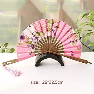 Classic Cherry Flower Blossom Hand Fan Surface Folding Round Circle Fan Wedding Party Favors Gift (Black-Soul Eater1,26 * 32.5cm)
