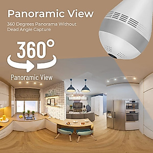 COSULAN Light Bulb Camera, WiFi Bulb Security Camera, Smart Bulb Camera, 360 Panoramic Bulb Camera with Motion Detection/Floodlight and IR Night Vision/Alert Events/Cloud/V380 App & PC Software/C10