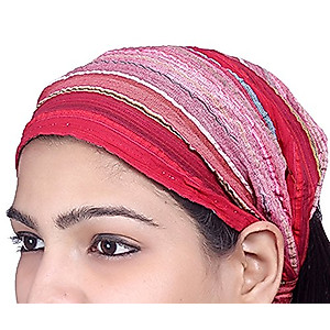 SARJANA HANDICRAFTS Lot 10 Pieces Womens Mens Cotton Headband Striped Hairband Bandana Wrap Band (Multicolored (Assorted))