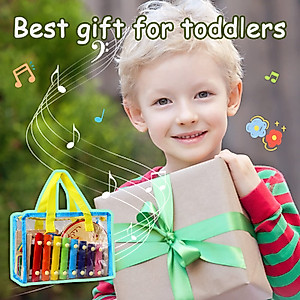 LOOIKOOS Kids Musical Instruments for Toddlers,Baby Musical Toys for Toddlers,Wooden Percussion Instruments Toys Tambourine Xylophone for Kids