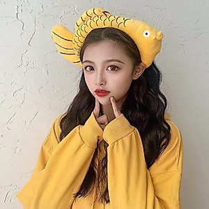 Fxaelian Cosplay Animal Cute Novelty Funny Golden Fish Headband Hairband Hair Hoop Halloween Costume Party Headpiece Headwear Hair Accessories