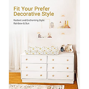 Changing Pad Cover - Babebay Ultra Soft Jersey Knit Cotton Diaper Change Table Pad Covers for Baby Girls and Boys -Stylish Rainbow & Sun Pattern, 2 Pack