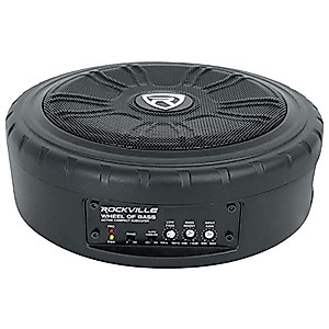 Rockville WHEEL OF BASS 8" Slim Under-Seat Powered Truck/Car Audio Subwoofer Sub