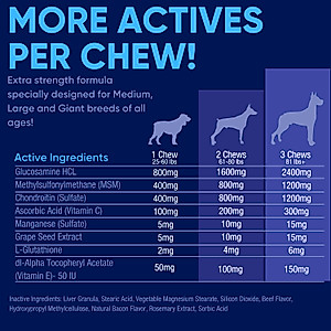 Vetrinex Labs Joint Support Supplement for Large Dogs - Hip and Joint Chewable Tablets for Large Breed Dogs with Glucosamine, Chondroitin, and MSM, Beef Flavor, 120 Tablets