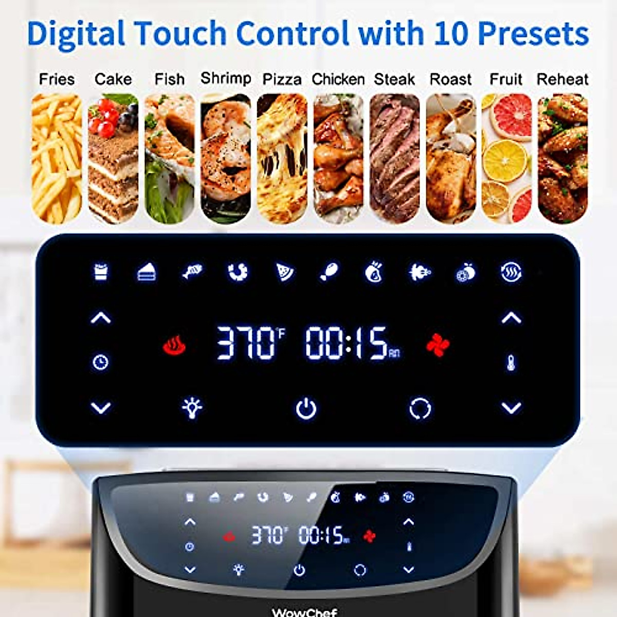 WowChef Air Fryer Oven Large 20 Quart, 10-in-1 Digital Rotisserie Dehydrator Fryers Combo with Racks, XL Capacity Countertop Airfryer Toaster for Family, 9 Accessories with Cookbook, ETL Certified