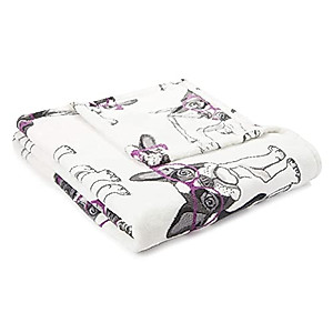 Real Living Fleece Throw Blanket Bulldogs Dogs Glasses Black White