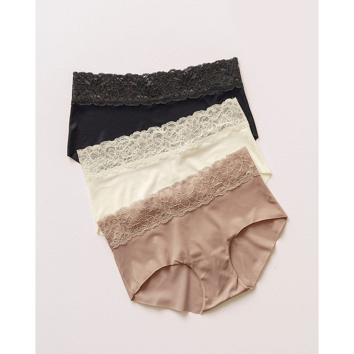 Leonisa Lace Panties for Women Hipster or Cheeky Lace Underwear Black