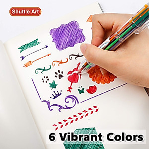 Shuttle Art Multicolor Pens, 23 Pack 6-in-1 0.7mm Retractable Ballpoint Pens for Office School Supplies Students Children Gift