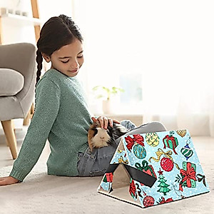 enheng Small Pet Hideout Christmas Elements Ball Tree Gift Box Hamster House Guinea Pig Playhouse for Dwarf Rabbits Hedgehogs Chinchillas