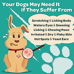 Dog Allergy Relief Freeze Dried Chews, with Probiotics, Colostrum for Immune Health, Anti Itch & Seasonal Allergies & Scratching, Omega 3 for Skin & Coat Health, Stop Pawlicking, Hot Spots, Shedding