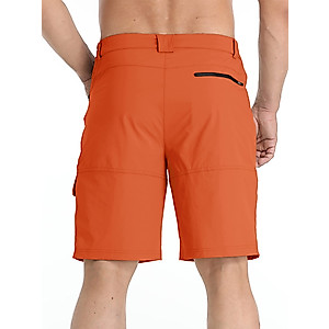 TACVASEN Mens 10" Ligtweight Hiking Outdoor Shorts Quick Dry Casual Breathable Fishing Dress Cargo Summer Shorts Orange, 34