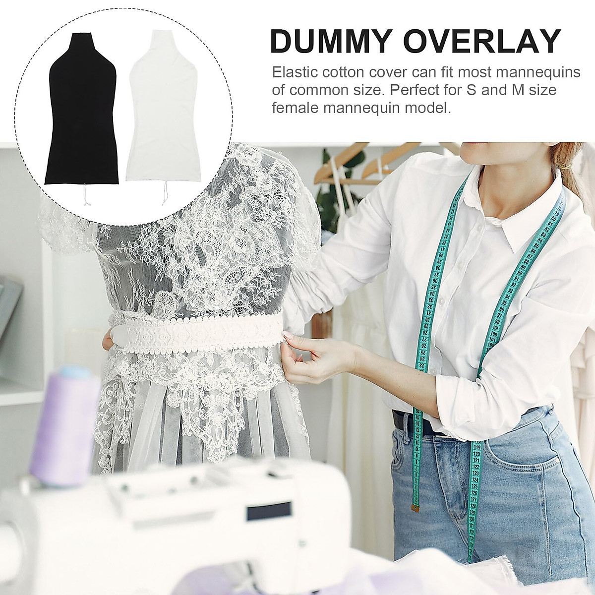 2pcs Female Dress Form Mannequin Torso Body Cover Mannequin Tailors Body Lace Cover for Clothing Jewelry Display Model Display