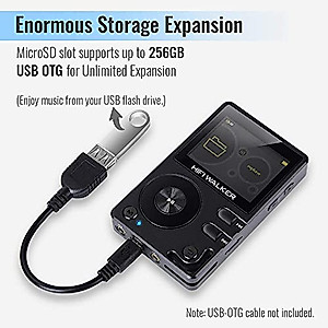 HIFI WALKER H2, High Resolution MP3 Player with Bluetooth, DSD DAC, HiFi Portable Digital Audio Player Lossless Hi Res Music Player with 64GB Memory Card, Support Up to 256GB