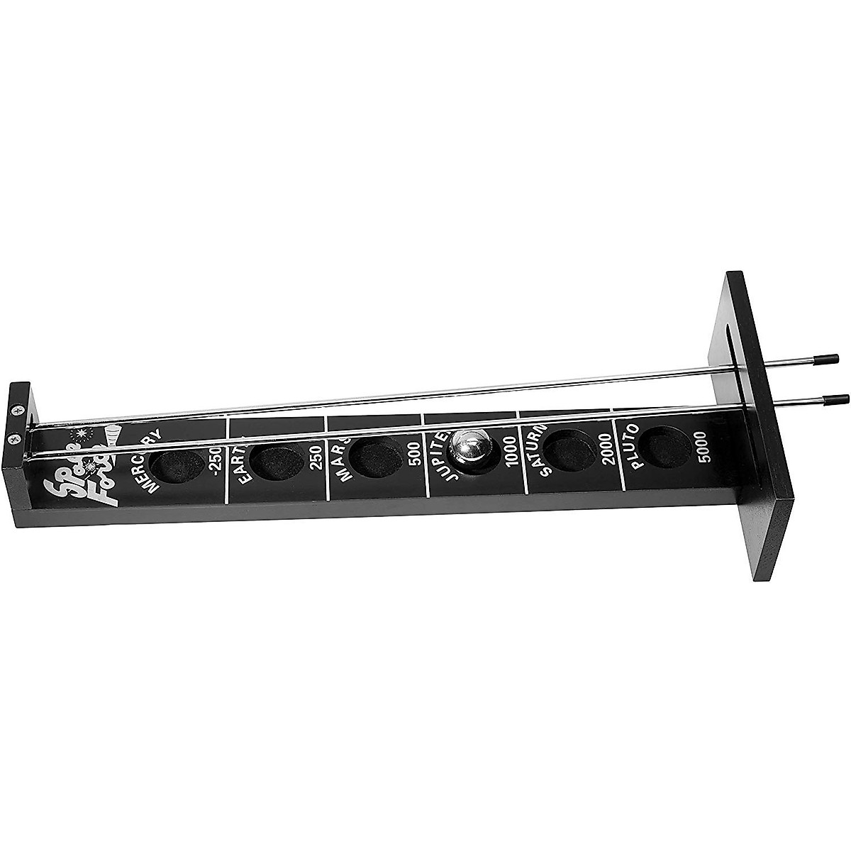 WE Games Shoot The Moon Game, Large 18 inches, Black Stained Solid Wood Board with Metal Ball and Rods, Retro Balancing Game for Family and Bar