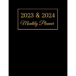 2023 2024 Monthly Planner: 2 Years, 8.5 x 11, Black Cover