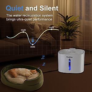 Pawtricy Cat Water Fountain, 128 oz/3.8L Automatic Pet Water Fountain with LED Light and Filters for Cats, Dogs, Multiple Pets