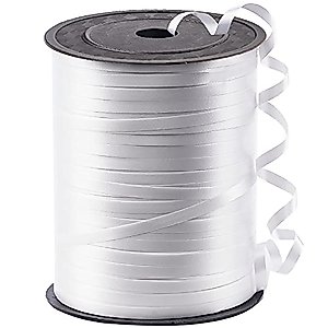 PartyWoo White Ribbon, 500 Yard Curling Ribbon for Crafts, White Ribbon for Gift Wrapping, Ribbon for Balloons String, Hair, Florist Flower Christmas (1 Roll)