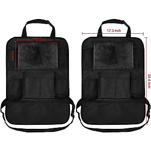 Reserwa Back Seat Car Organiser Step Mat Back Seat Storage Bag with Clear Display Tablet Holder and 9 Storage Pockets, Backrest Protector with USB/Headphone Slots