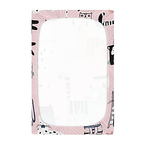 Blueangle Fitted Crib Sheet Cute Colorful Kittens Baby Sheets for Standard Crib Toddler Mattress Cover, Soft Microfiber Breathable Mattress Cover for Boys and Girls（159）